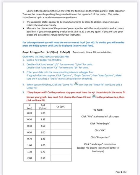 Solved Phys 2426 Capacitance Vs Distance 21 09 Materials