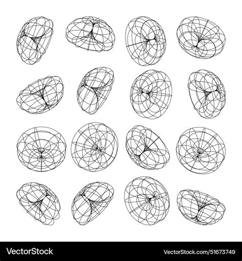 Wireframe Lined Shapes Perspective Mesh D Grid Vector Image