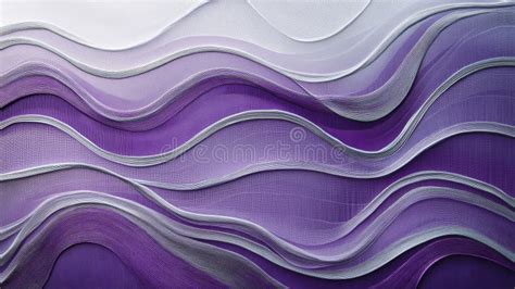A Bold Gradient Of Deep Violet Transitioning Into Soft Lilac With Flowing Wavy Lines In Silver
