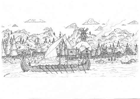 Viking Village Drawing