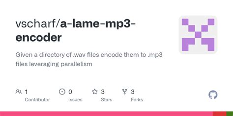 GitHub Vscharf A Lame Mp Encoder Given A Directory Of Wav Files Encode Them To Mp Files