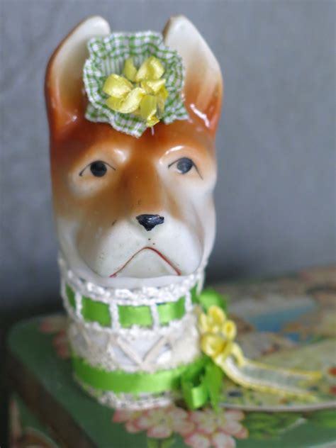 Assemblage Dog One Of A Kind Named Fleur Terrier Dog Head Art