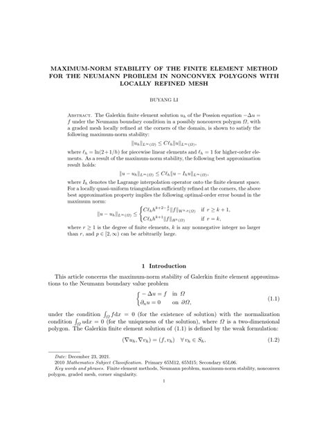 PDF Maximum Norm Stability Of The Finite Element Method For The Neumann Problem In Nonconvex