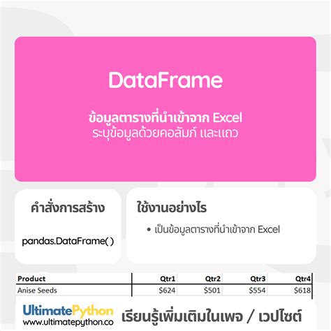 Ultimate Python Dataframe ข้อมูลตาราง เป็นชุดข้อมูลที่สร้างขึ้นด้วย