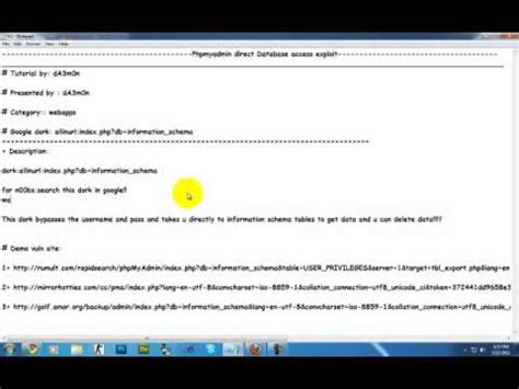 Phpmyadmin Direct Database Access Exploit YouTube