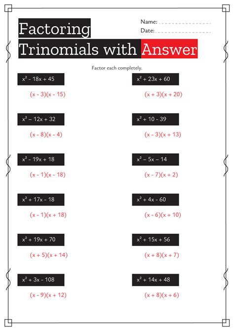 16 Algebra 1 Factoring Puzzle Worksheets Free Pdf At