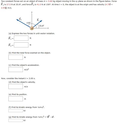 Solved Two Constant Forces Act On An Object Of Mass M 5