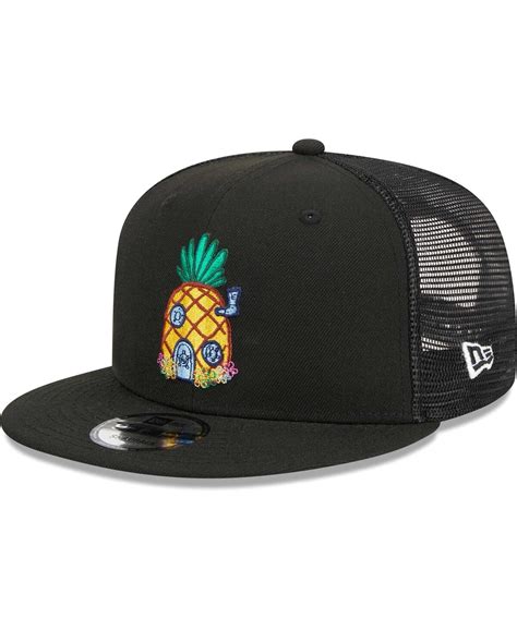 New Era Mens Black Spongebob Squarepants Pineapple Trucker 9fifty Snapback Hat Modesens