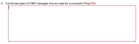 Solved List The Two Types Of ICMP Messages That Are Used Chegg Com