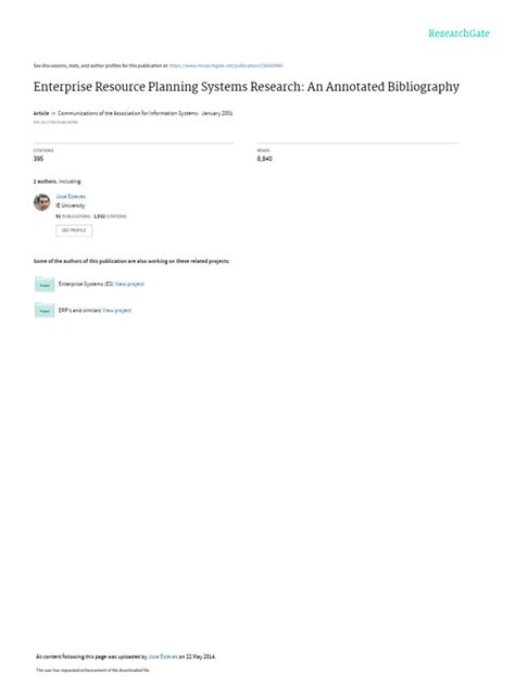 Enterprise Resource Planning Systems Research An A Pdf Enterprise Resource Planning System
