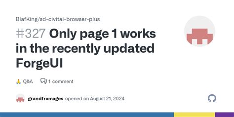 Only Page 1 Works In The Recently Updated Forgeui · Blafking Sd Civitai