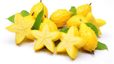 Premium Photo Fresh Starfruit With Leaves Isolated On White Background