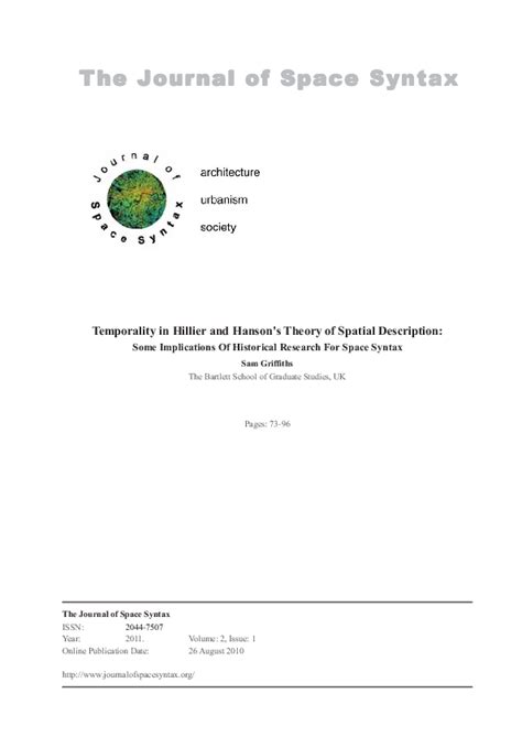 Pdf Temporality In Hillier And Hansons Theory Of Spatial Description