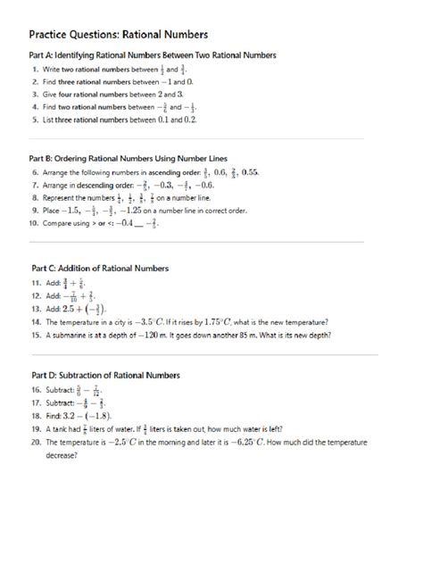 Rational Numbers Question 1 Pdf