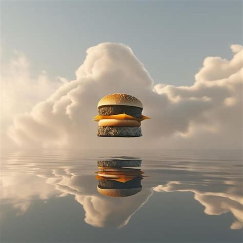 Premium Photo A Hamburger Floating On Top Of A Body Of Water