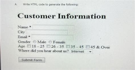 Solved A Write Html Code To Generate The Following