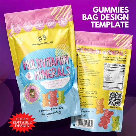 Gummies Bag Packaging Design Template Ps311
