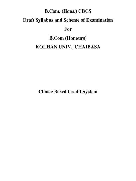 Commerce Syllabus For Ug Honours Course Pdf Supply And Demand