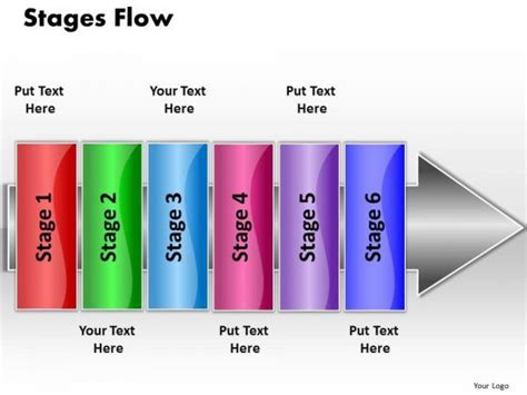 Ppt Linear Flow 6 Phase Diagram PowerPoint Templates