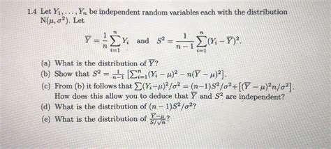 solved 14 let yi yn be independent random variables each