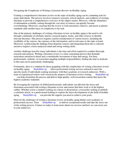 Literature Review Healthy Ageing Pdf Ageing Disability