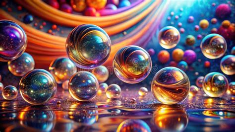 Cosmic Spheres A Mesmerizing Display Of Iridescent Orbs Swirling With Vibrant Nebulas And