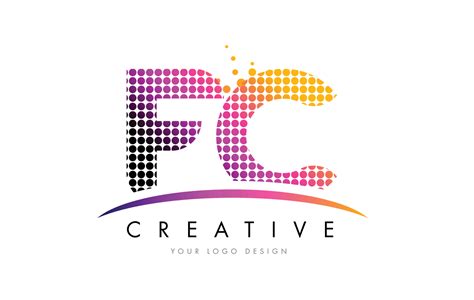 FC F C Letter Logo Design With Magenta Dots And Swoosh Vector Art At Vecteezy