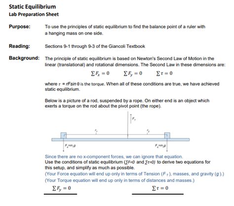 solved use the conditions of static equilibrium to derive