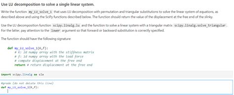 Solved Use Lu Decomposition To Solve A Single Linear System