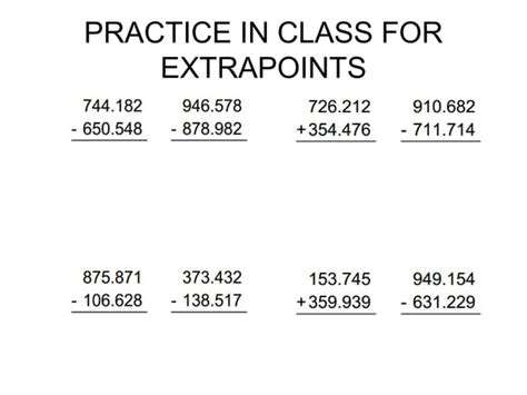 Exercises To Practice Addition And Substraction With Decimal Numbers Ppt