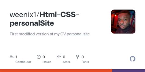 GitHub Weenix1 Html CSS PersonalSite First Modified Version Of My CV Personal Site