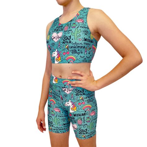 Kikx Kayla Style Sleeveless Crop Top With Racer Back In Unicorn And Su