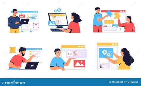 Web Development Creating Mobile Web Page Software Developers Stock