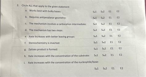 Solved Circle ALL That Apply To The Given Statement A Chegg Com