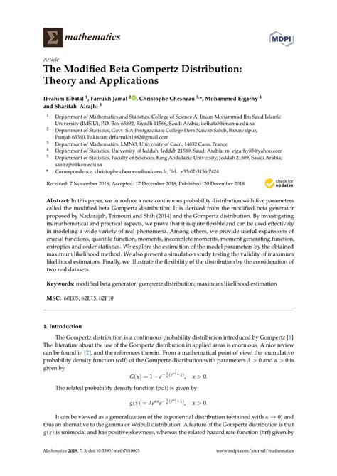 Pdf The Modified Beta Gompertz Distribution Theory And Applications