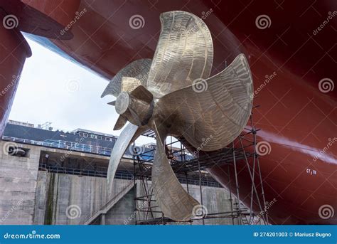 View On The Container Ship Propeller Stock Image Image Of Machinery