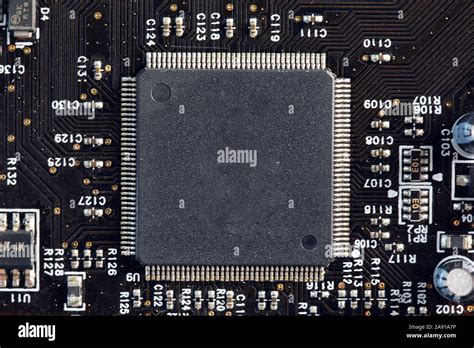 Dusty And Dirty Microchip For PC Integrated Semiconductor Microprocessor On Circuit Board