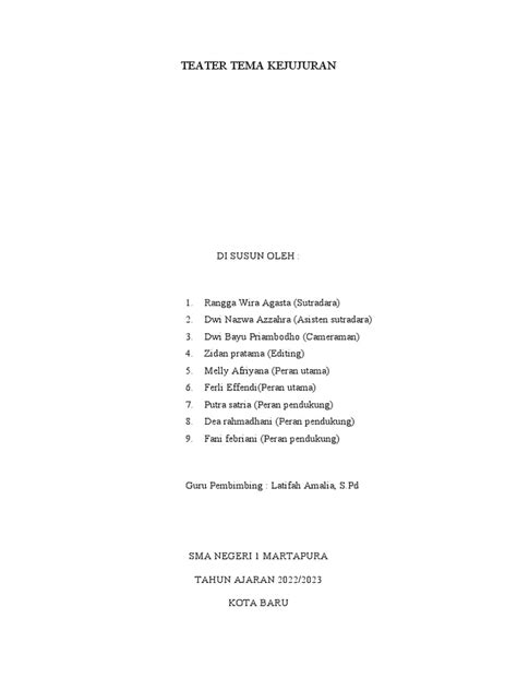 Teater Tema Kejujuran Pdf
