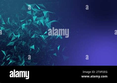 Turquoise Triangular Particles Move Slowly On A Purple Background
