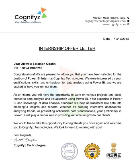 Powerbi Dataanalysis Internship Cognifyztechnologies Careergrowth
