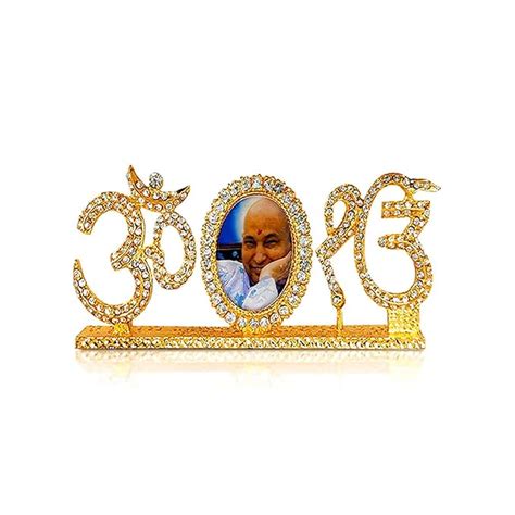 Guruji Swaroop Brass Stonework Idol With Om And Ek Omkaar For Car Dashboard Home And Office Rk