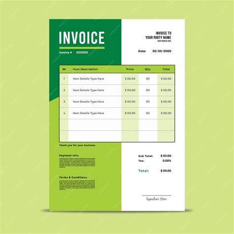 Premium Vector Green Invoice Template Design For Your Business
