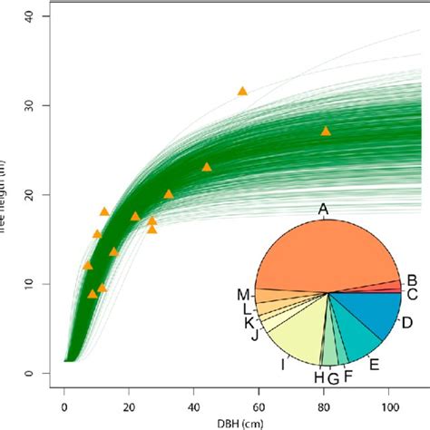 Modeled Tree Height H M Versus Diameter Breast Height Dbh Cm For