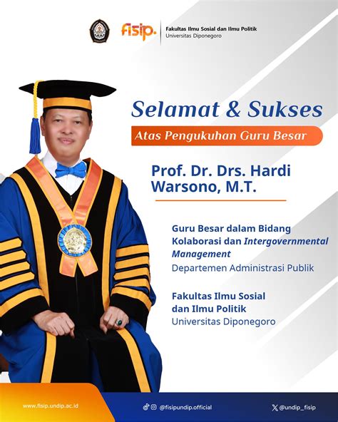 Pengukuhan Guru Besar Prof Dr Drs Hardi Warsono M T Faculty Of Social And Political