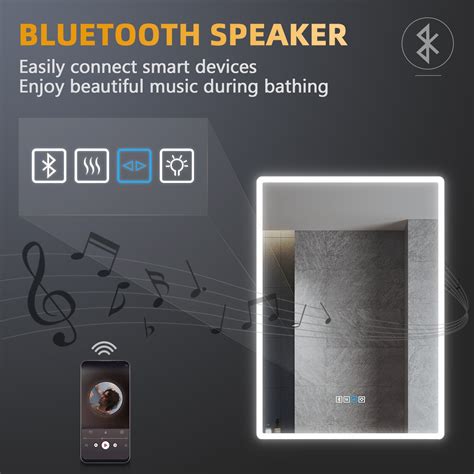 ELEGANT Bluetooth Bathroom LED Mirror With Shaver Socket X Mm Wall Mounted Bathroom Mirror