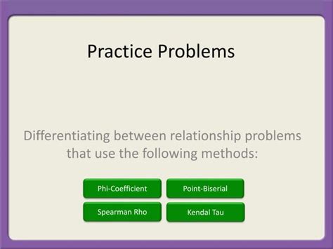 Non Parametric Relationship Names Practice Problems Ppt