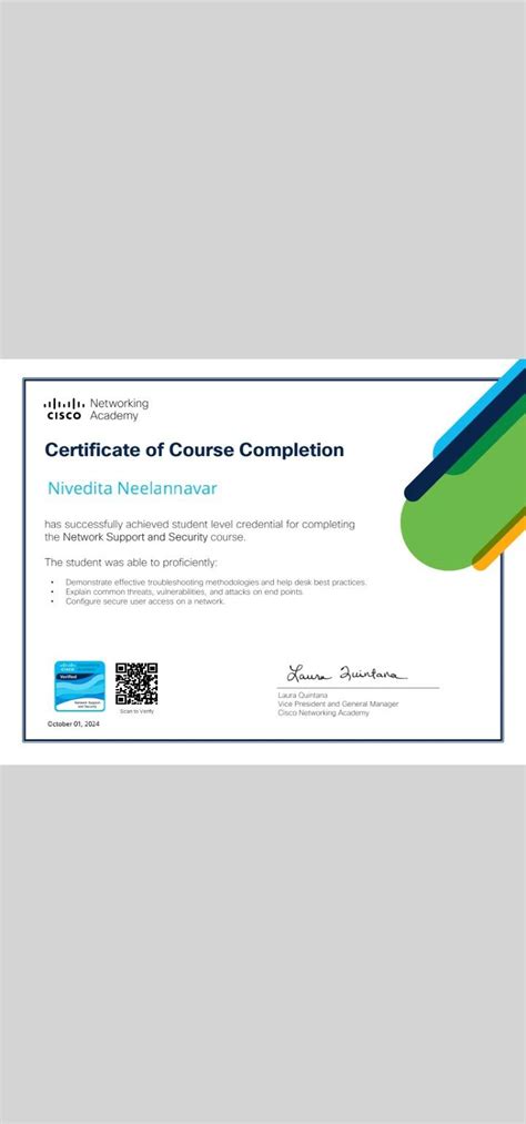 Nivedita N On Linkedin Completing The Network Security Course And Successfully Clearing The Exam