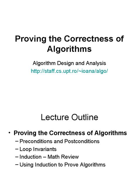 Proving The Correctness Of Algorithms Algorithm Design And Analysis Pdf Control Flow