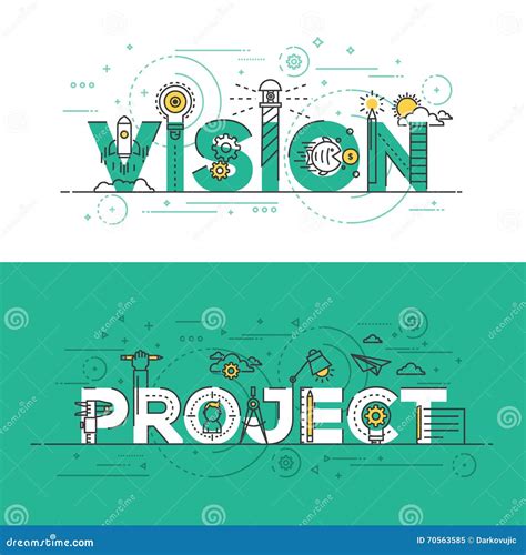 Flat Design Line Concept Banner Vision And Project Stock Vector Illustration Of Planning