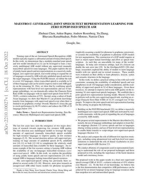 Pdf Maestro U Leveraging Joint Speech Text Representation Learning